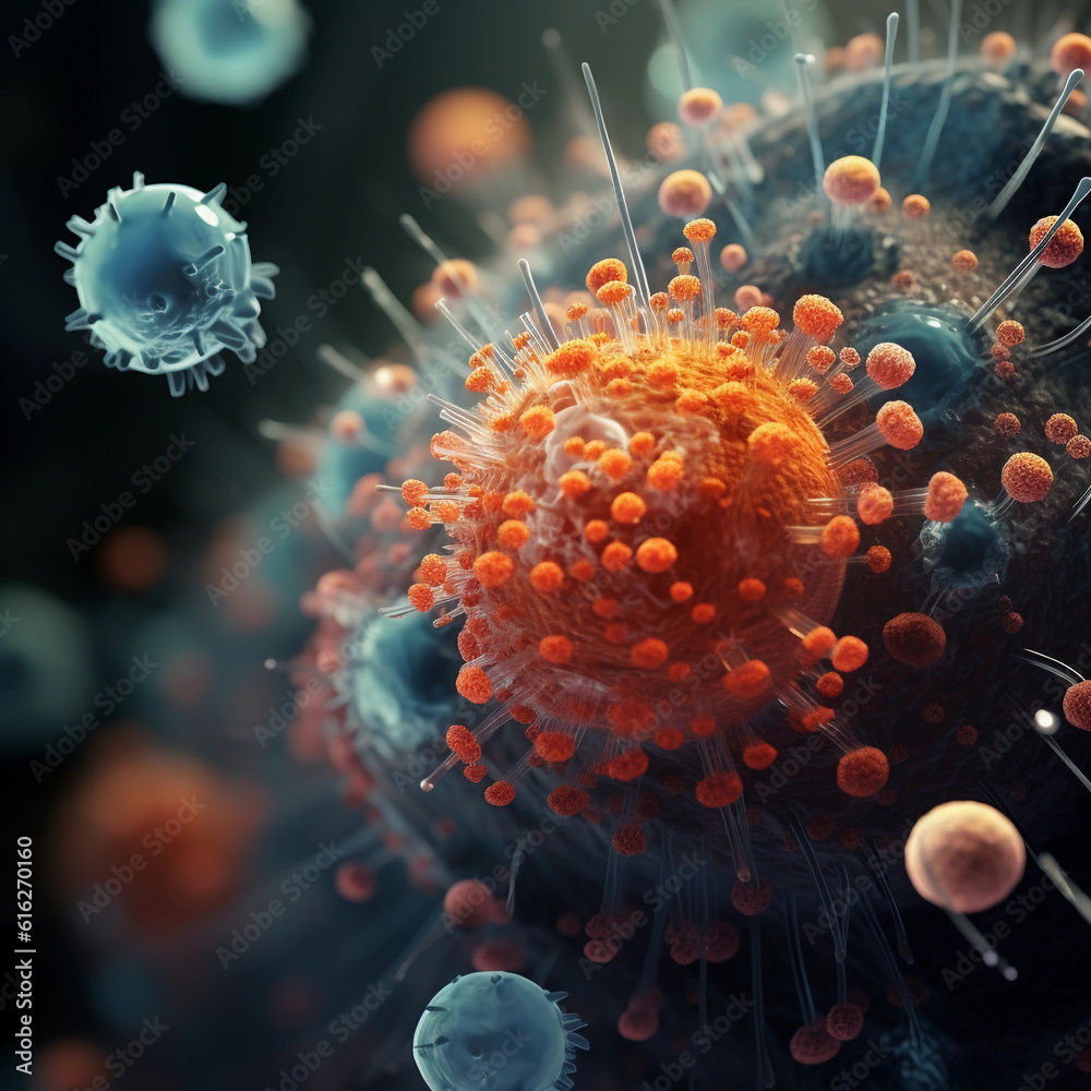 Beautiful 3d rendering of VIRUS microscope. perfect background for your ...