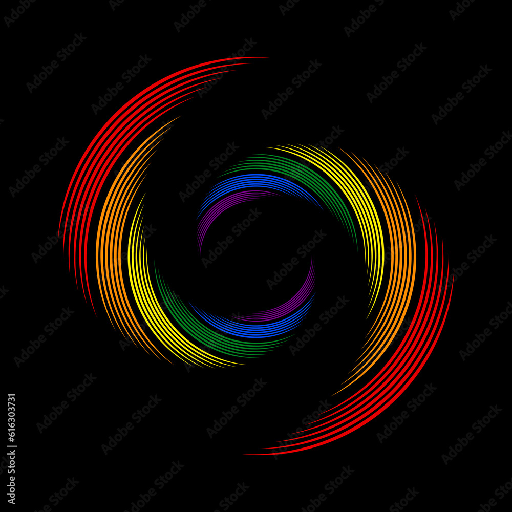 Rainbow stripes in spiral form. LGBTQ pride flag. Segmented circle ...