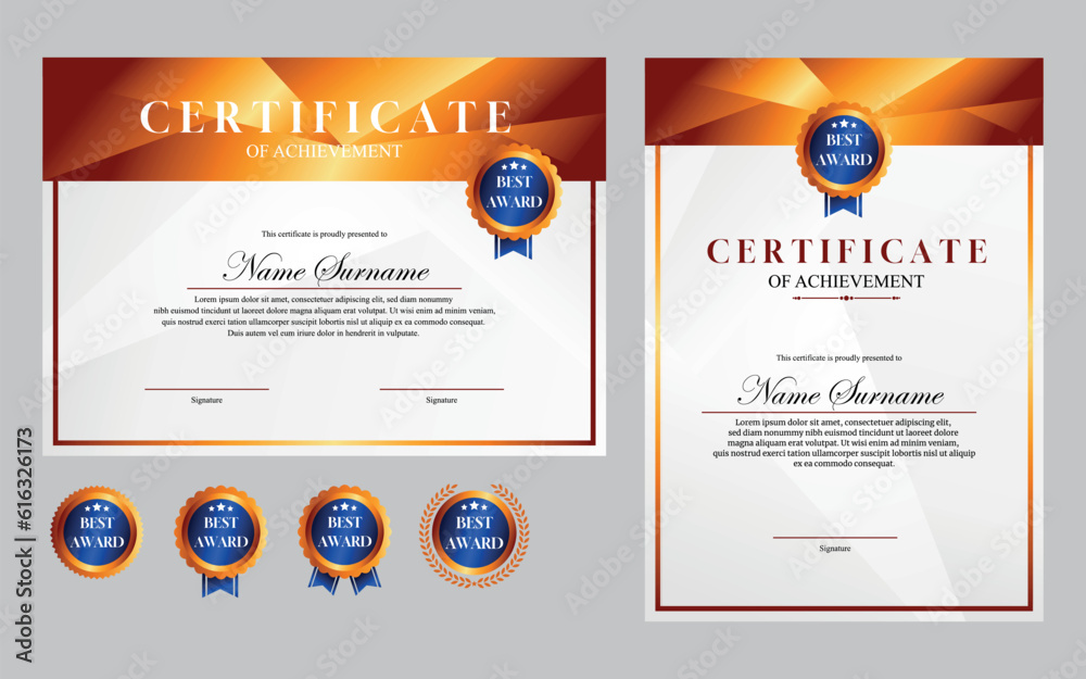 certificate design simple modern a4 luxury certificate gold color Stock ...