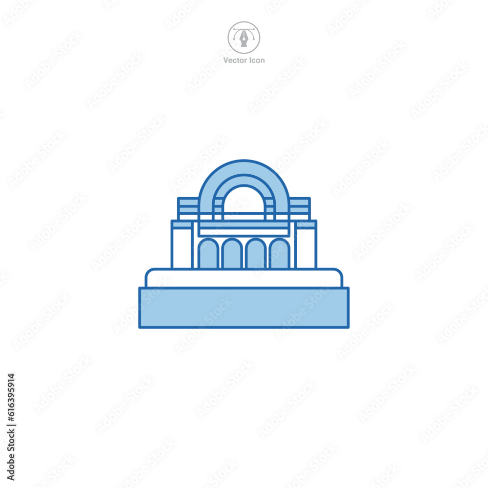 Dam icon vector shows a stylized water barrier, signifying ...