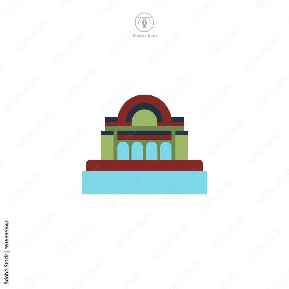 Dam icon vector shows a stylized water barrier, signifying ...