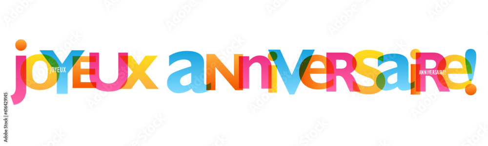 JOYEUX ANNIVERSAIRE! (HAPPY BIRTHDAY! in French) colorful vector ...
