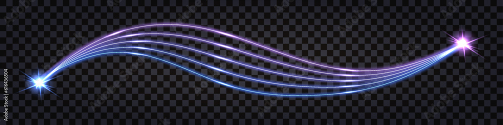 Neon glowing swirl waves, electric impulse cable lines, thunder ...