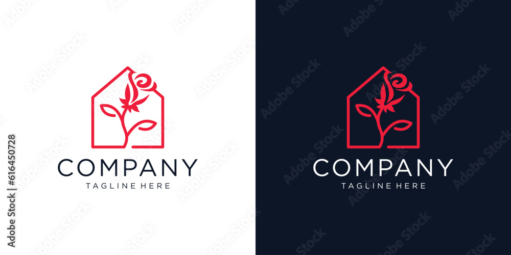 Rose house vector logo design template Stock Vector | Adobe Stock
