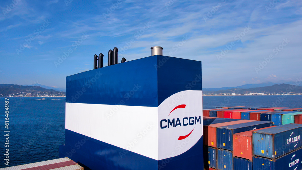 Manzanillo, Colima, Mexico -12.18.2022 - Scrubber funnel with CMA CGM ...