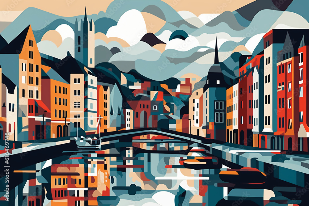 style tableau featuring a range of Norway's most iconic places. AI ...