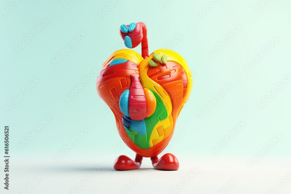 Heart. Cute cartoon healthy human anatomy internal organ character set ...