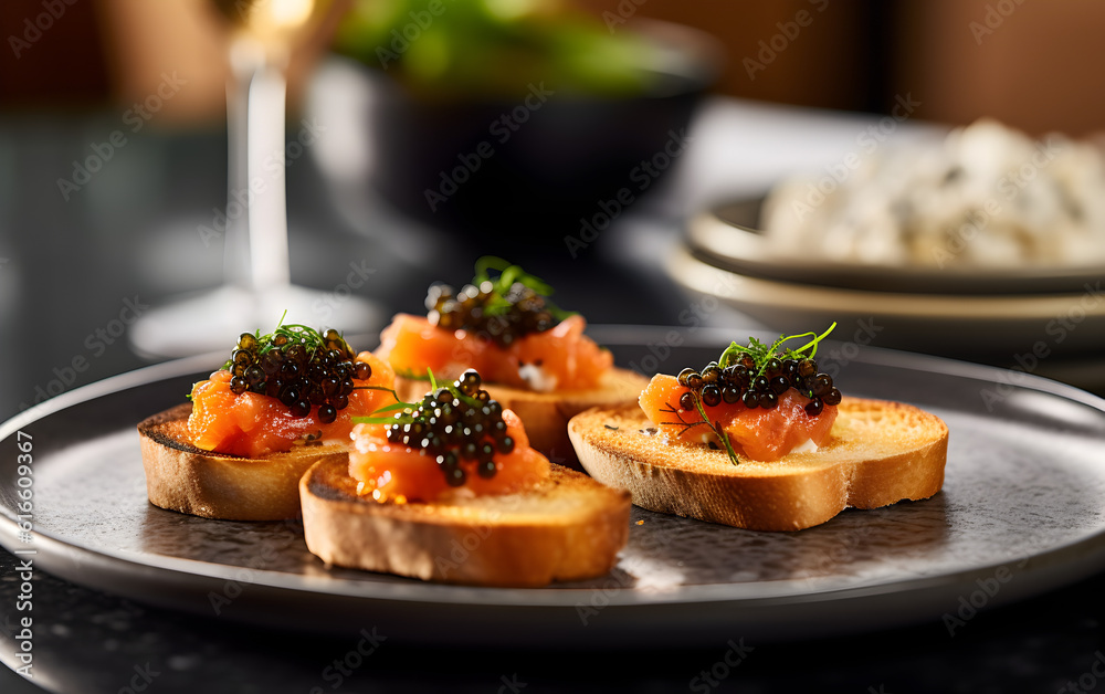 Indulge in a luxurious appetizer of bruschetta, featuring both red and ...