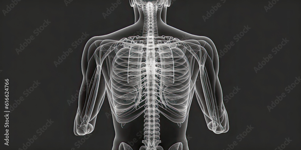 Back view - Xray human body - Generative AI Stock Illustration | Adobe ...