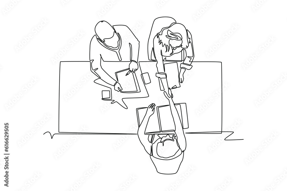 Continuous one line drawing Recruitment Process concept. Single line ...