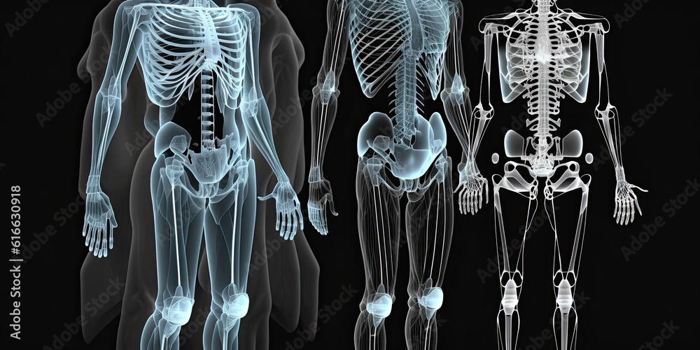 X-ray of human body: An image of the human body, including bones and ...