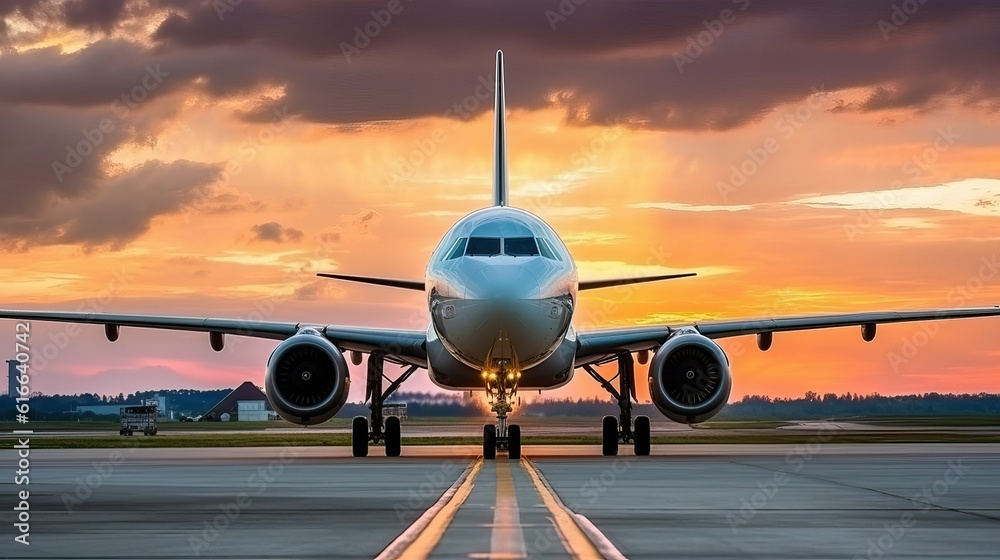 Jet plane park at runway with beautiful cloud (Ai generated) Stock ...