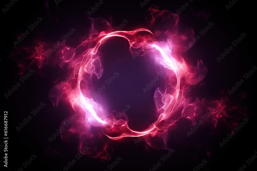 Generative AI illustration of neon smoke exploding outwards with empty ...