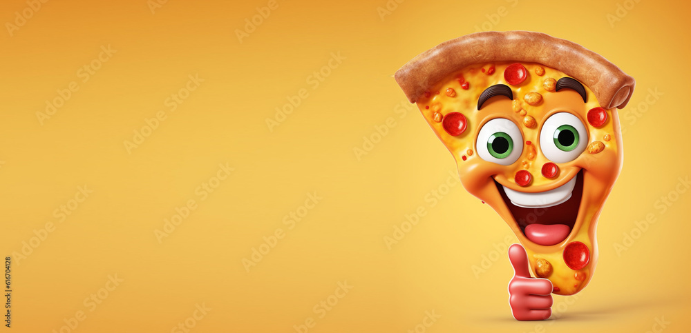 3d pizza mascot giving thumbs up. concept of kids pizza or good pizza ...