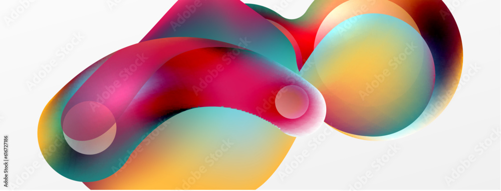 Fluid abstract background, round shapes and circle flowing design for ...