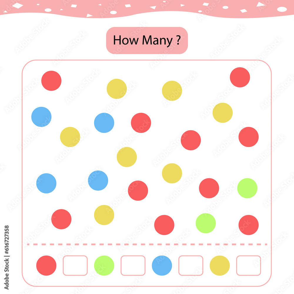 Counting game, how many color. Educational children game, printable ...