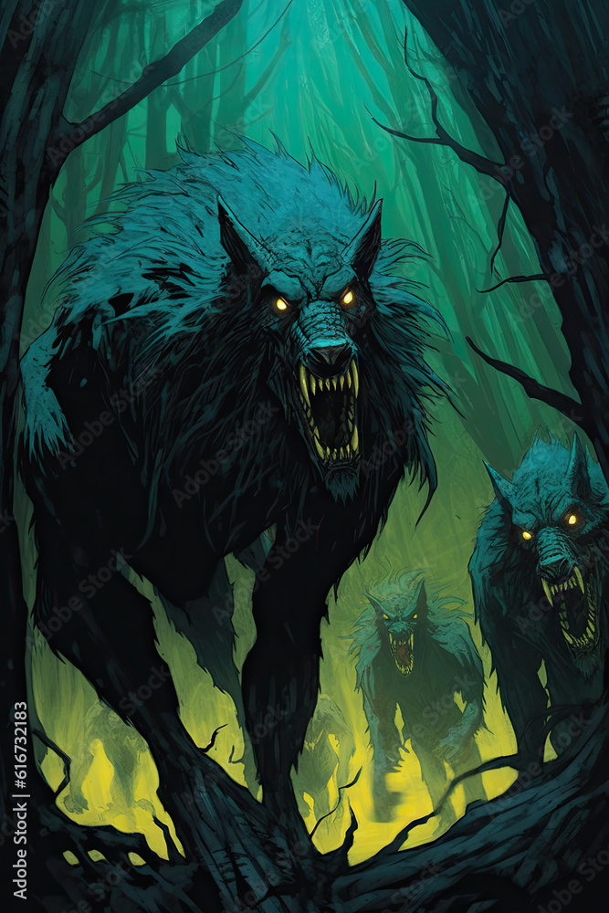 "Moonlit Predators: Feral Werewolves Prowling in the Night" , Horror ...