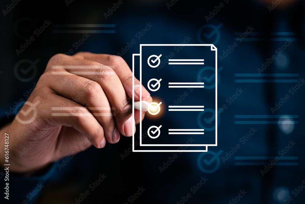 technology, checklist, contract, working, business, management ...