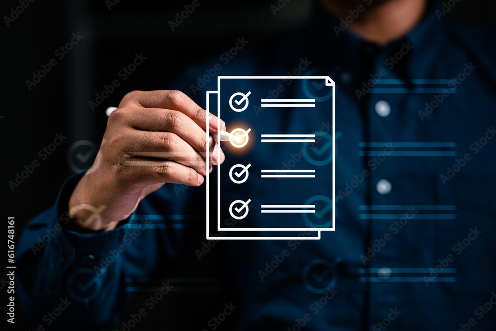 Photo Stock technology, checklist, contract, working, business ...