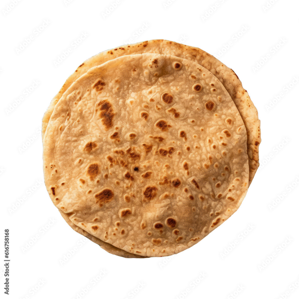 Delicious chapati/roti/paratha/tortillas seen from above, top view ...