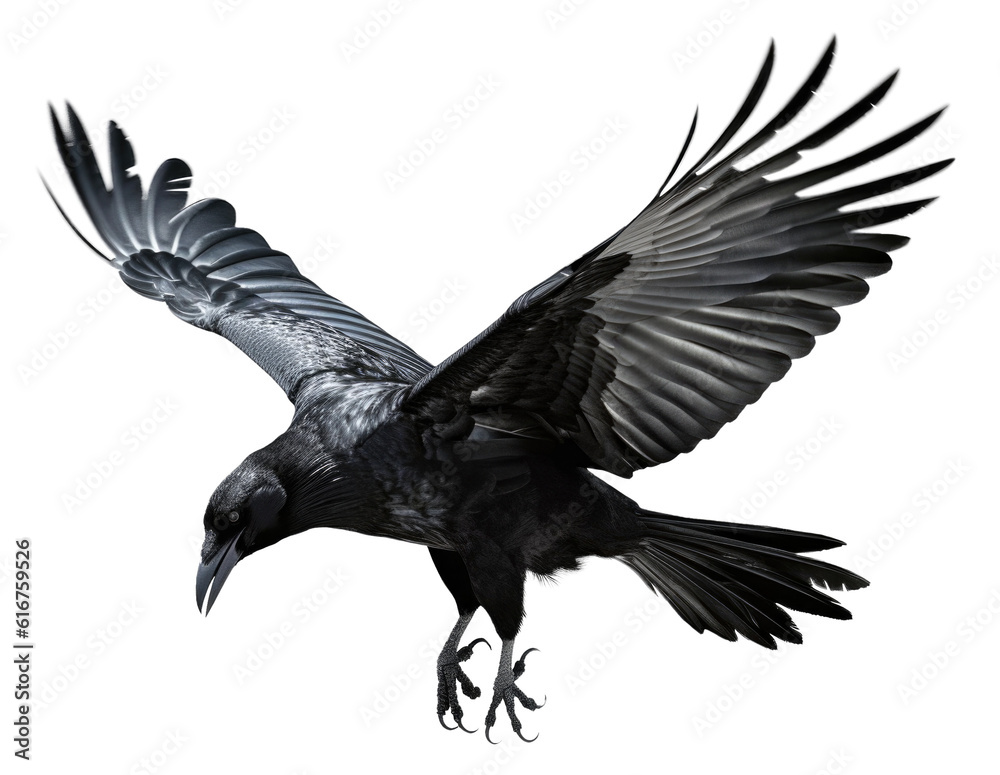 Raven Flying Isolated on Transparent Background - Generative AI Stock ...