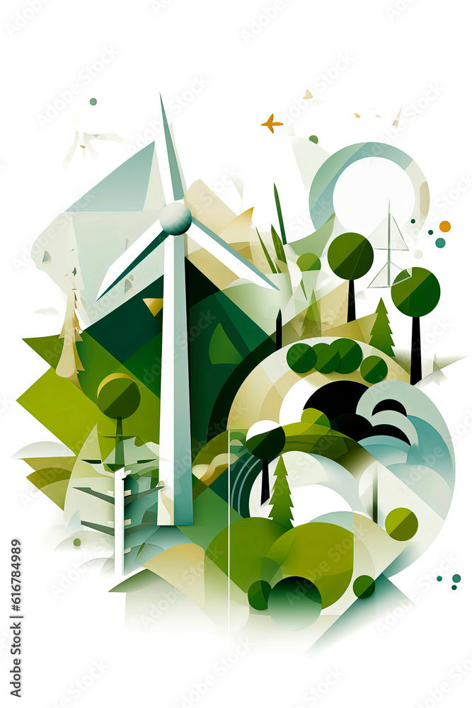 Generative AI illustration of nature, clean energy, eco friendly ...