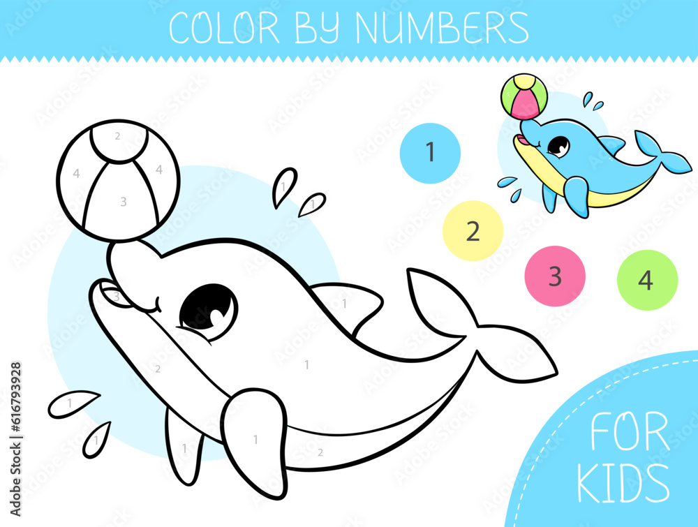 Image vectorielle Stock Color by numbers coloring page for kids with ...