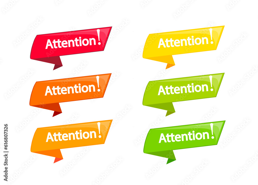 Attention icon. Important warning sign. Notice of caution. Set of ...