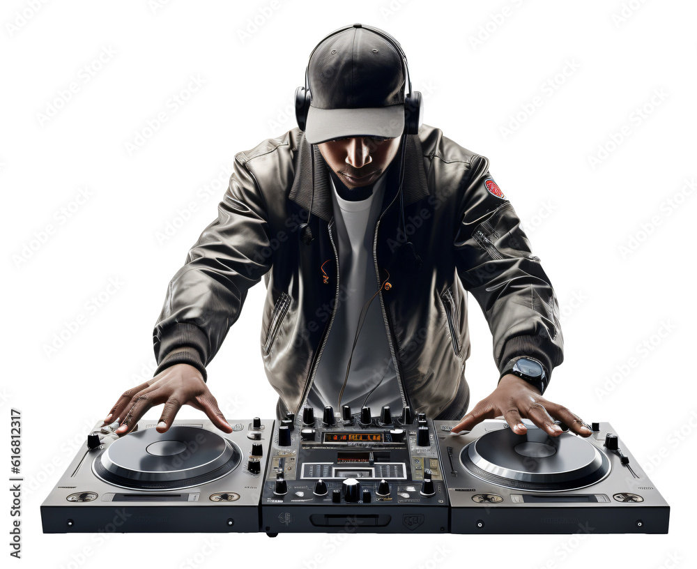 Dj mixing music isolated on the transparent background PNG. AI ...