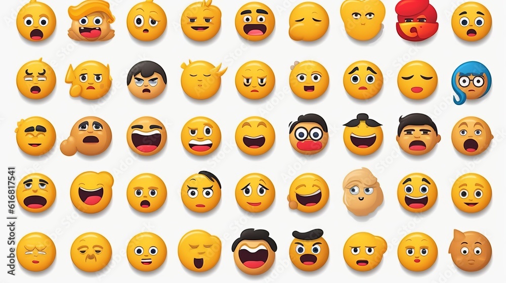 Emoticon, Emoji big set with faces and animals. Happy holiday and ...