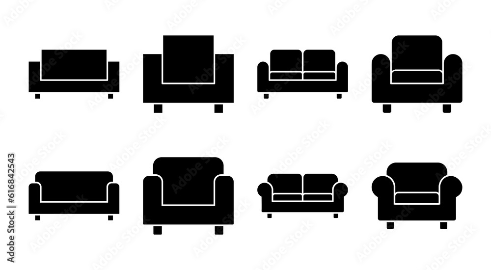 Sofa icon set illustration. sofa sign and symbol. furniture icon Stock ...