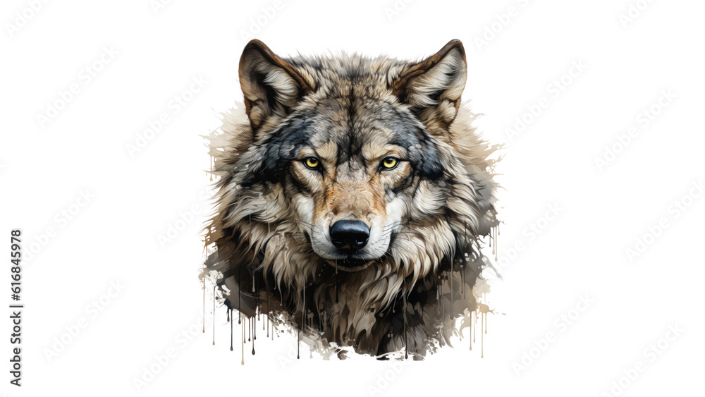 Wolf Head PNG: Captivating Watercolor Illustration for Art, Logos ...