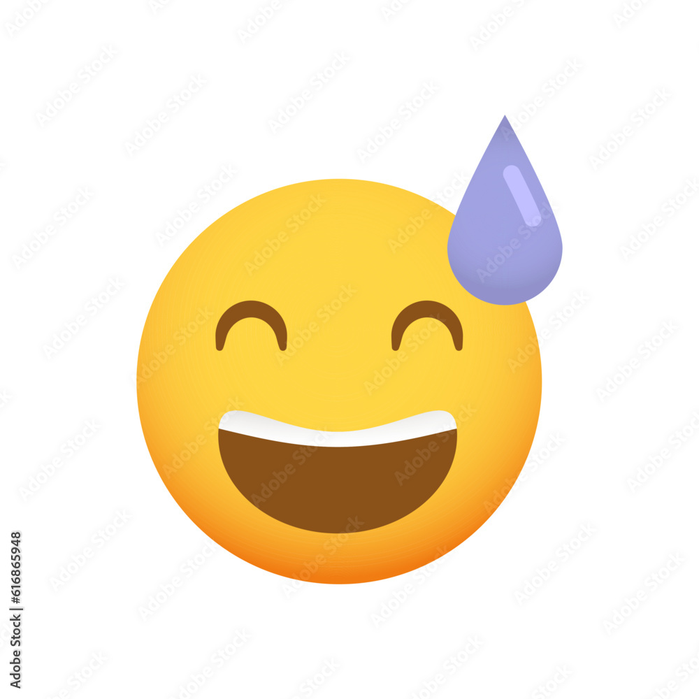 Awkward nervous emoticon with an embarrassed smile. Vector emoji smiley ...