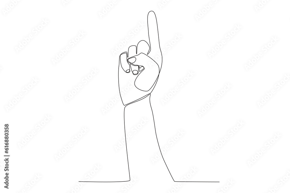 Vector continuous one line drawing hand gesture one finger looks palm ...