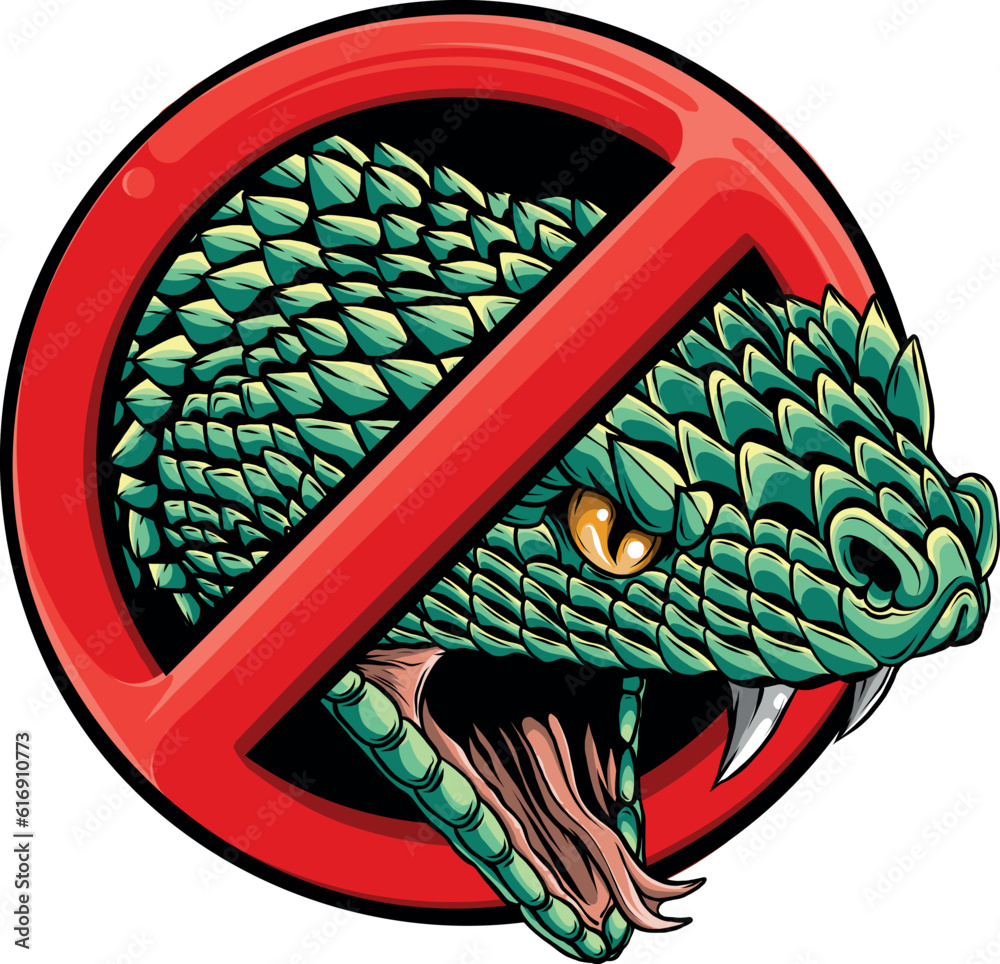 Warning sign no snakes. Prohibition snakes sign isolated on white ...