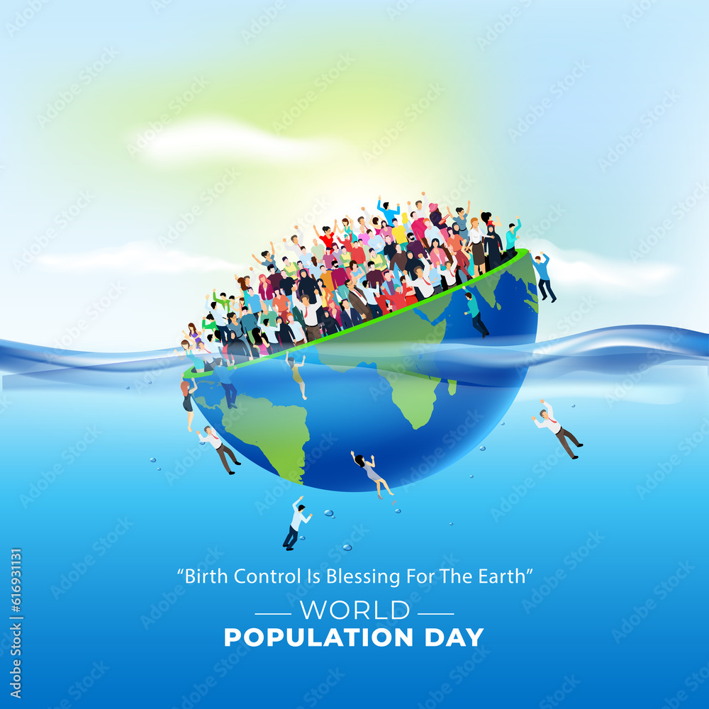 World Population Day text with explosion of world population poster ...