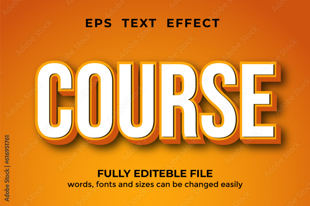 Course, Modern editable 3d text effect. 3d template editable text ...