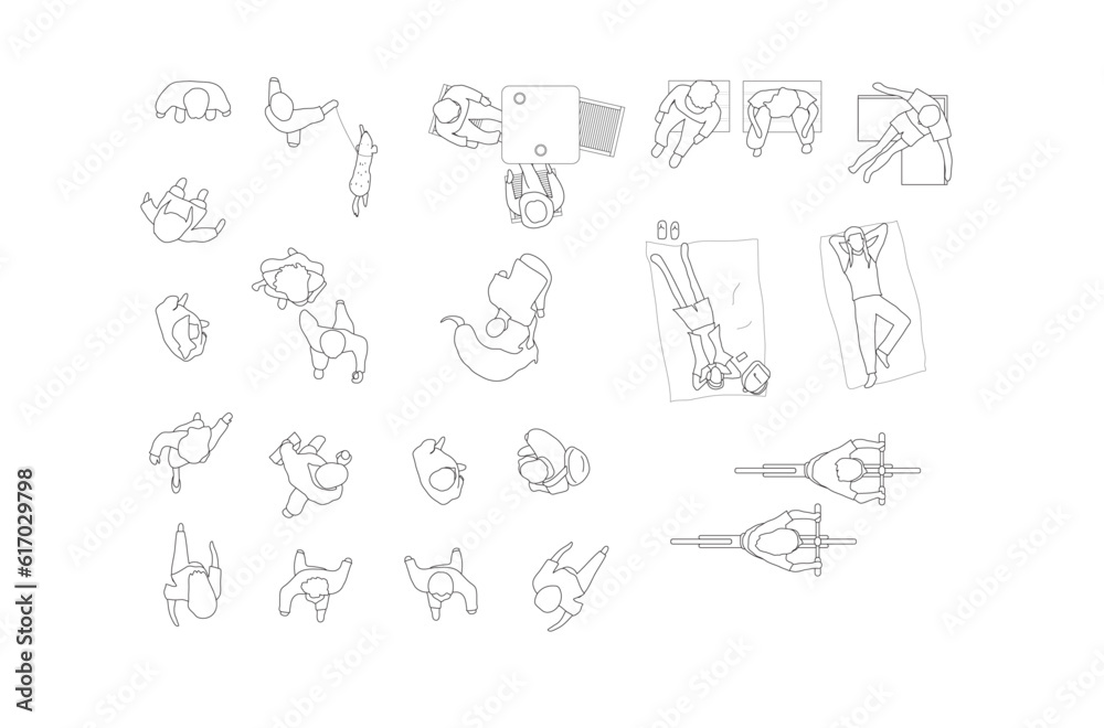 Architectural Drawings, people plan vector in park out door ...