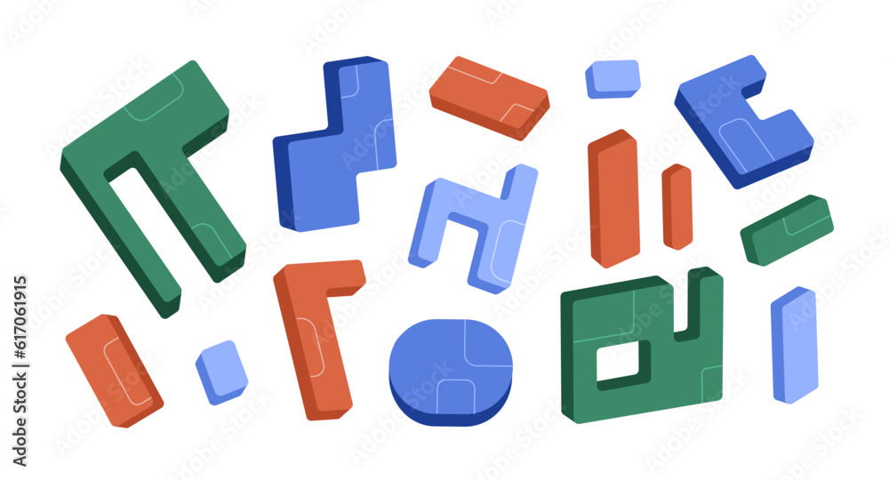 Geometric shapes set. Abstract design elements, 3d geometry objects ...