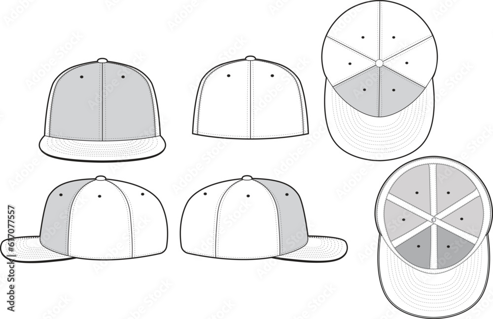 เวกเตอร์ Stock Fitted Cap Hat Vector Technical Drawing Illustration ...