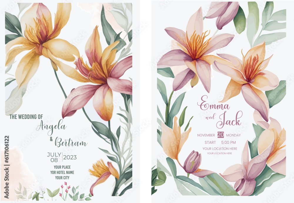 Luxury background and template layout design for invite card, Wedding ...