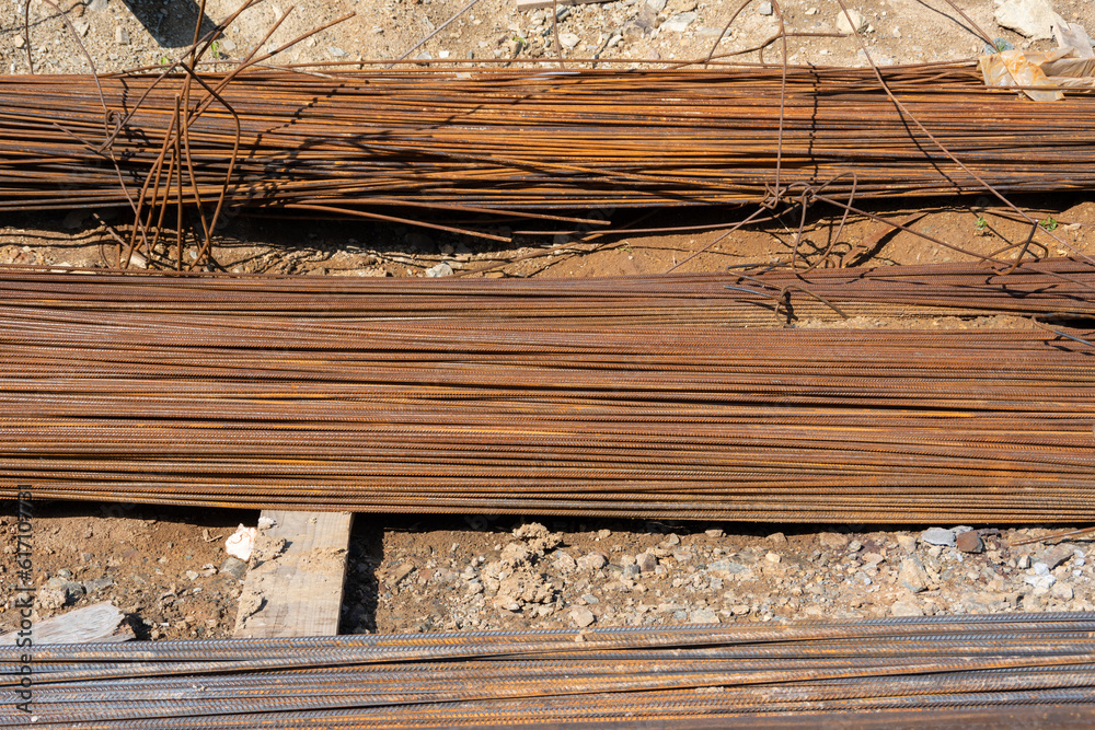 Steel reinforcement bars. Construction rebar steel work reinforcement ...