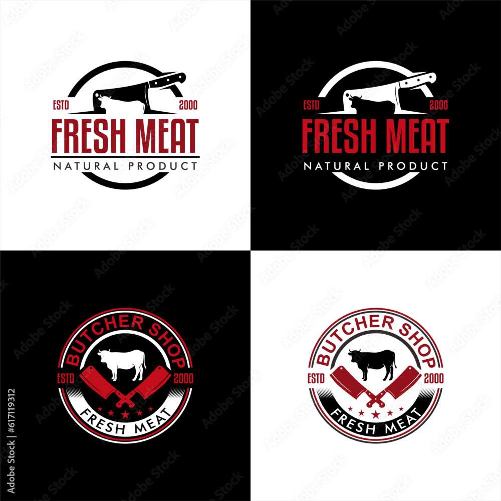 Butcher shop Butchery logo Template for shop, cover, sticker, print ...