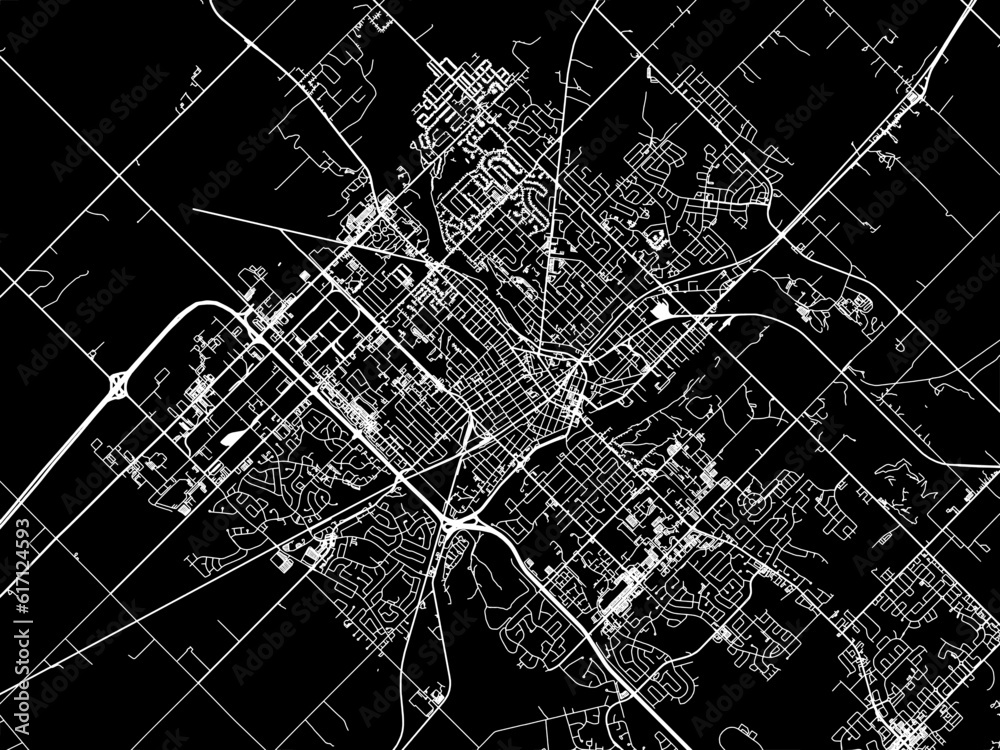 Vector road map of the city of Guelph Ontario in Canada with white ...