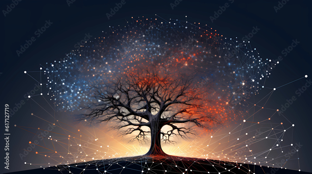 Plexus Tree Neon Digital Background Digital Desktop Wallpaper HD 4k ...