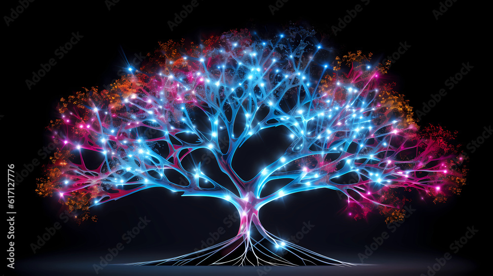 Plexus Tree Neon Digital Background Digital Desktop Wallpaper HD 4k ...
