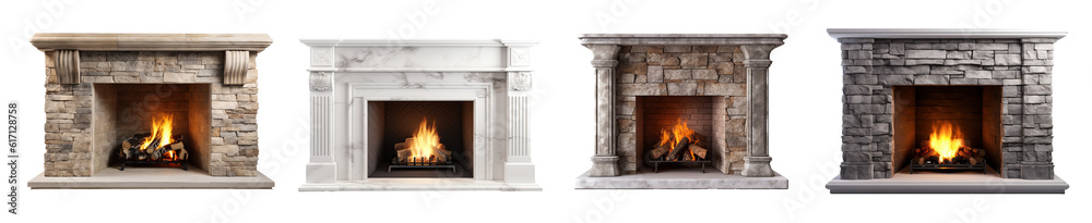 fireplace modern, classic and stone style. beautiful lit fireplaces ...