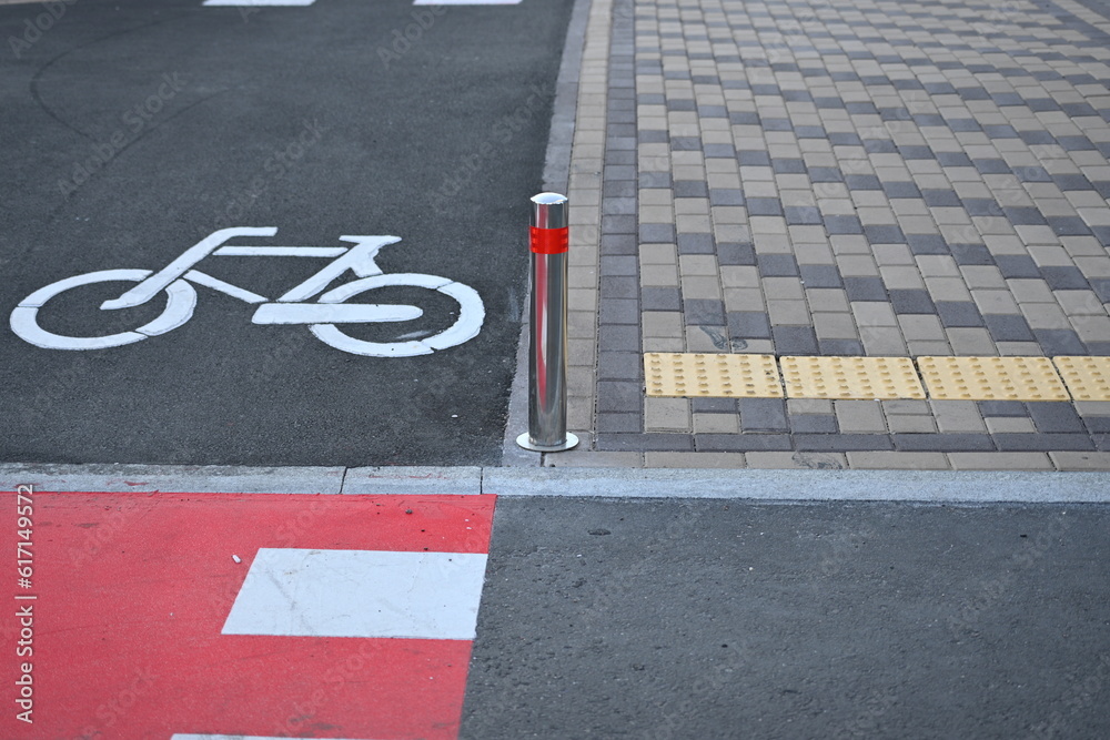 bike path, blind lane, pedestrian crossing, road texture, paving slabs Stock Photo | Adobe Stock