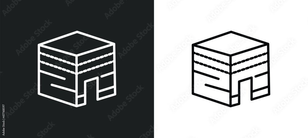 kaaba line icon in white and black colors. kaaba flat vector icon from ...