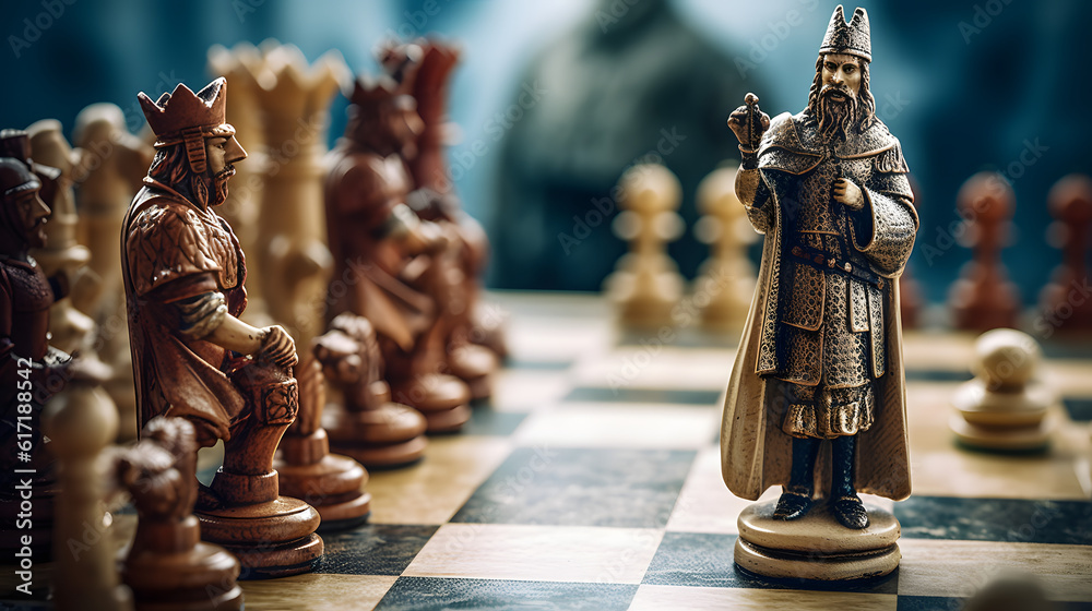 a chess game between two grandmasters on a board that determines the ...